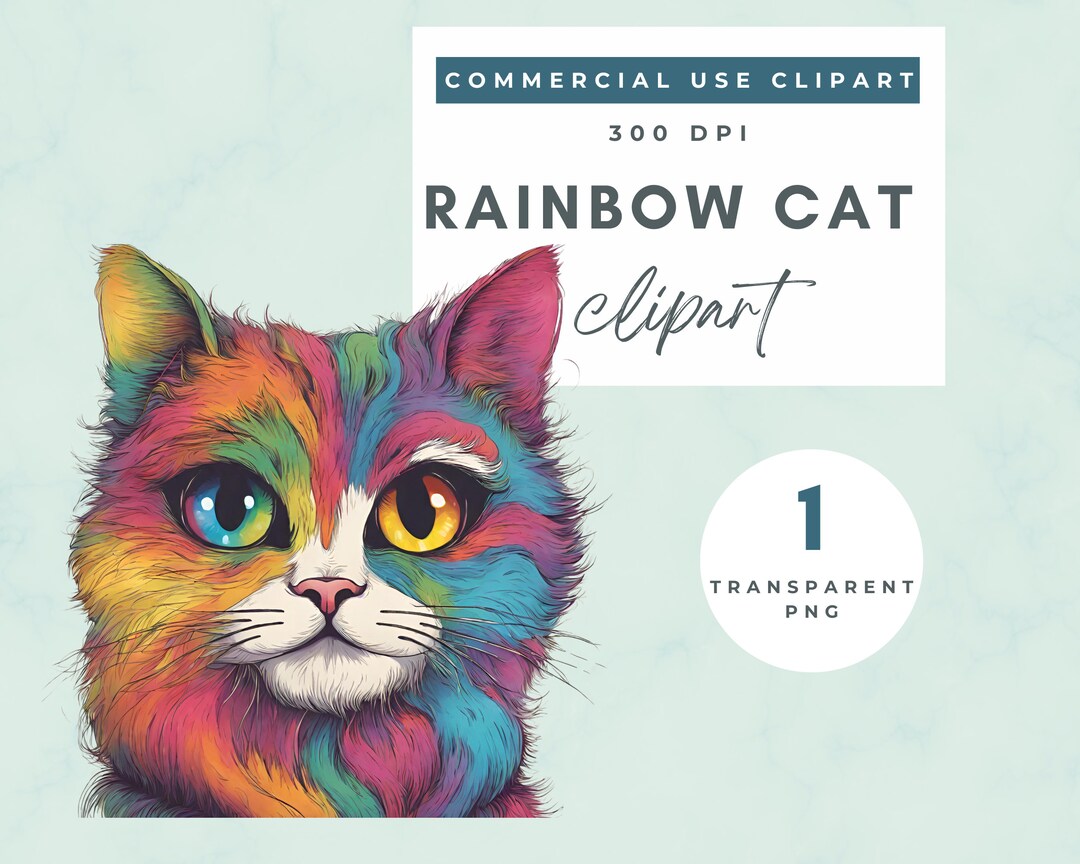 Rainbow Cat PNG, Rainbow Cat Clipart, Cat Portrait Colorful PNG ...