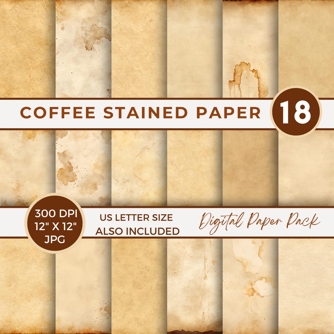 Digitals Coffee Dyed Paper, Coffee Stained Digital Paper JPG, Junk ...