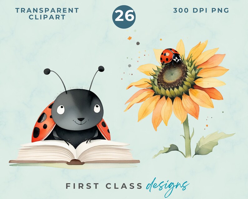 Colorful Ladybug Clipart, Cute Ladybug Clipart, Colourful Cute Ladybird ...