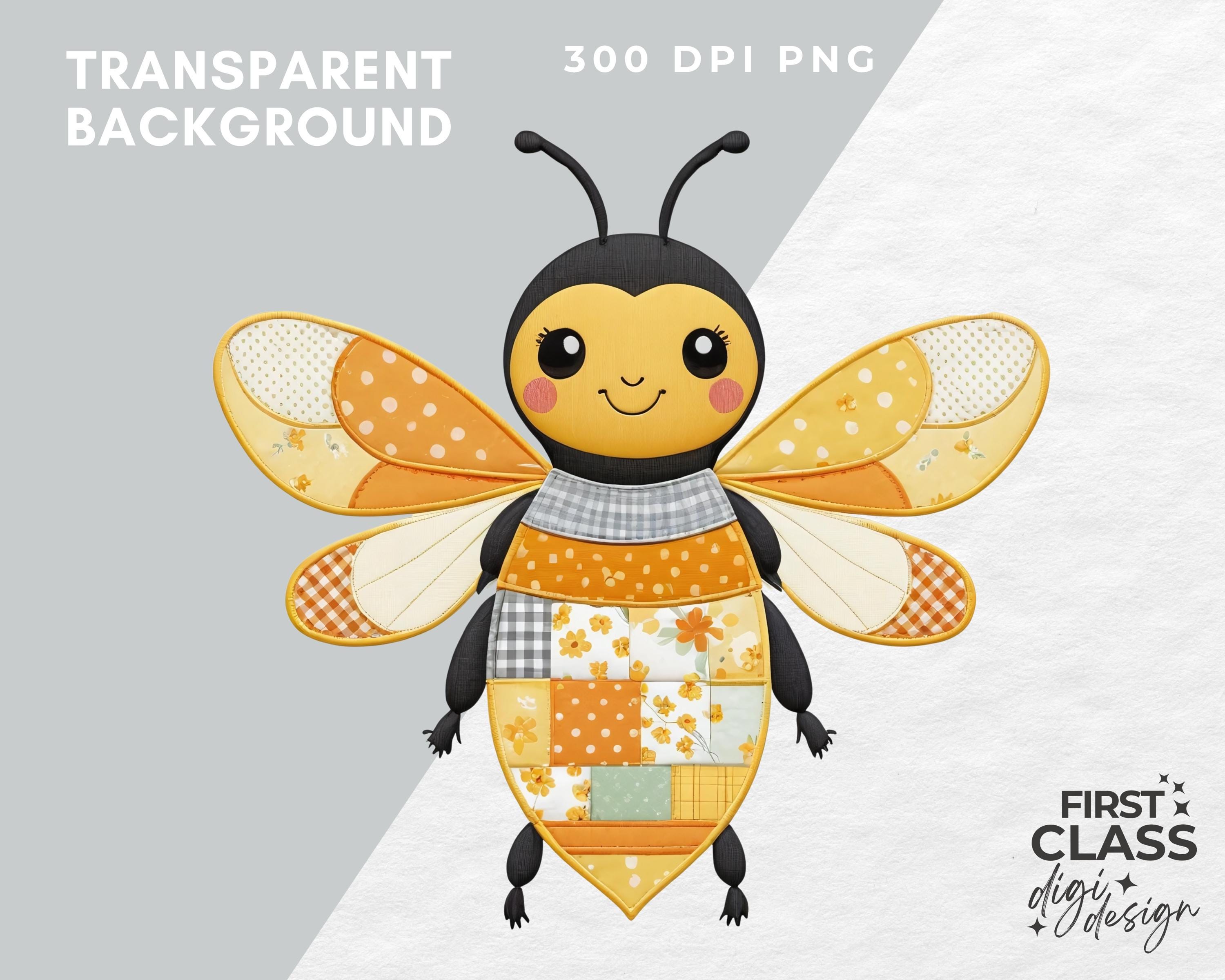 Cute Watercolor Bee Clipart, Patchwork Animal Clip Art, Quilted Bee ...