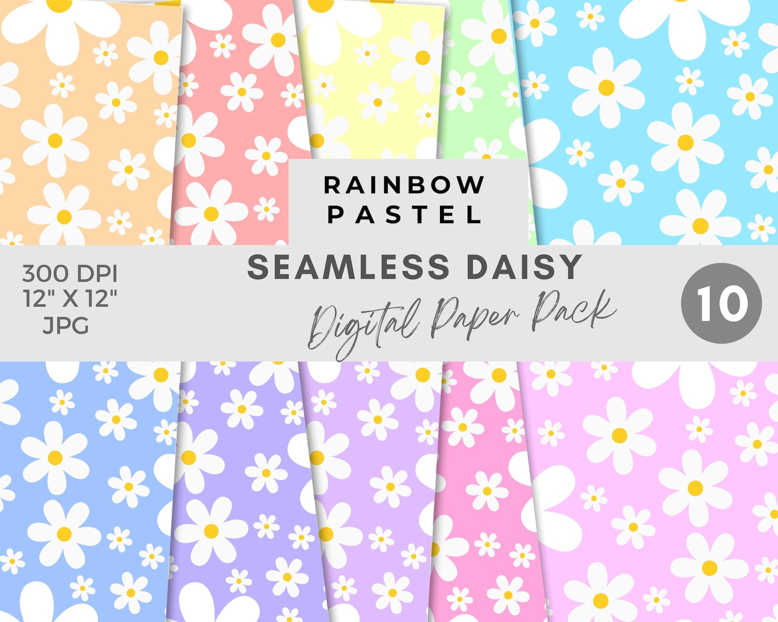 Daisy Background Digital Paper Patterns Daisies Printable Seamless ...