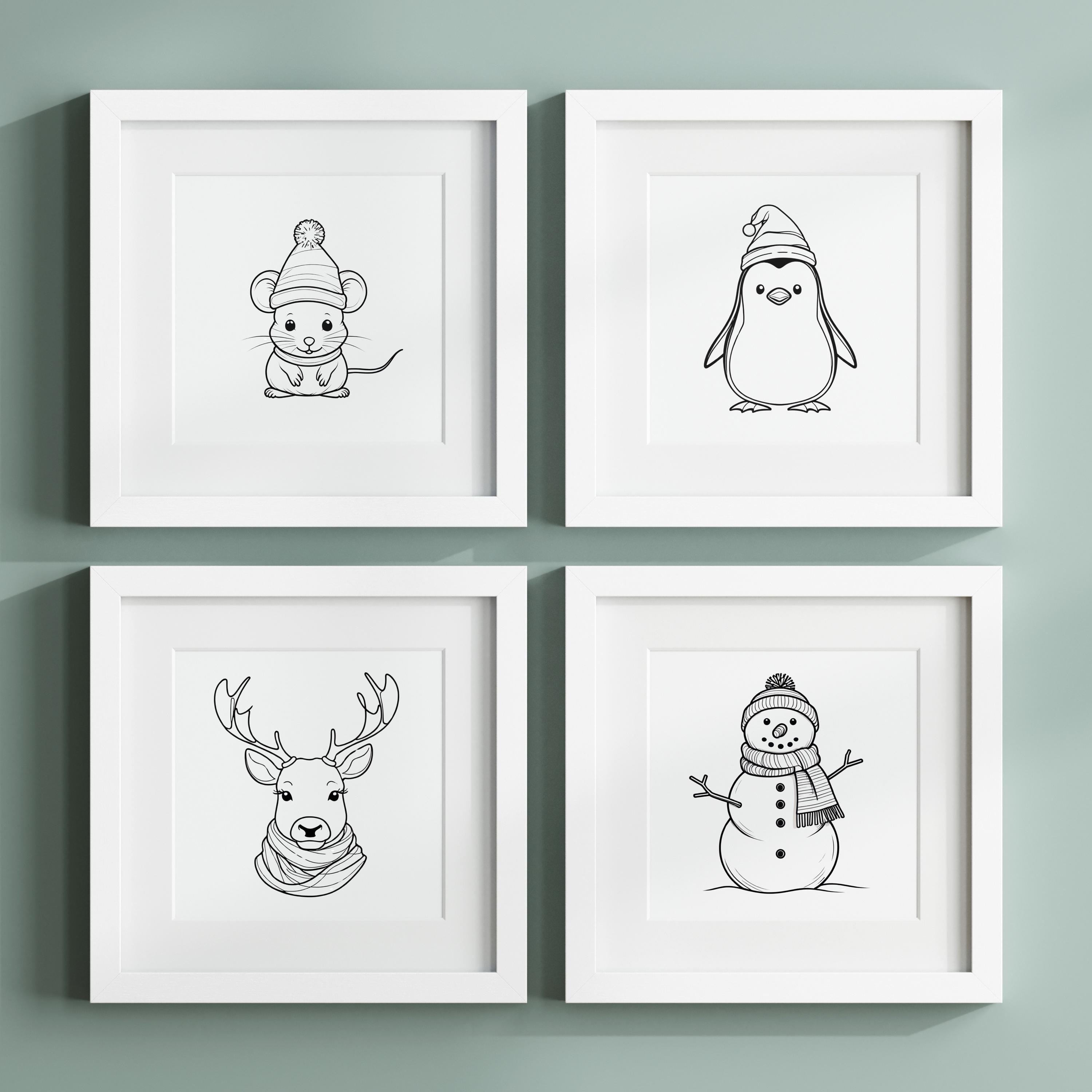 Cute Christmas Line Art Clipart, Cute Fine Art Line Clipart Christmas ...