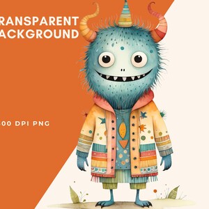 Watercolor Cute Monster Clipart Cute Halloween Monster Clipart Creepy ...