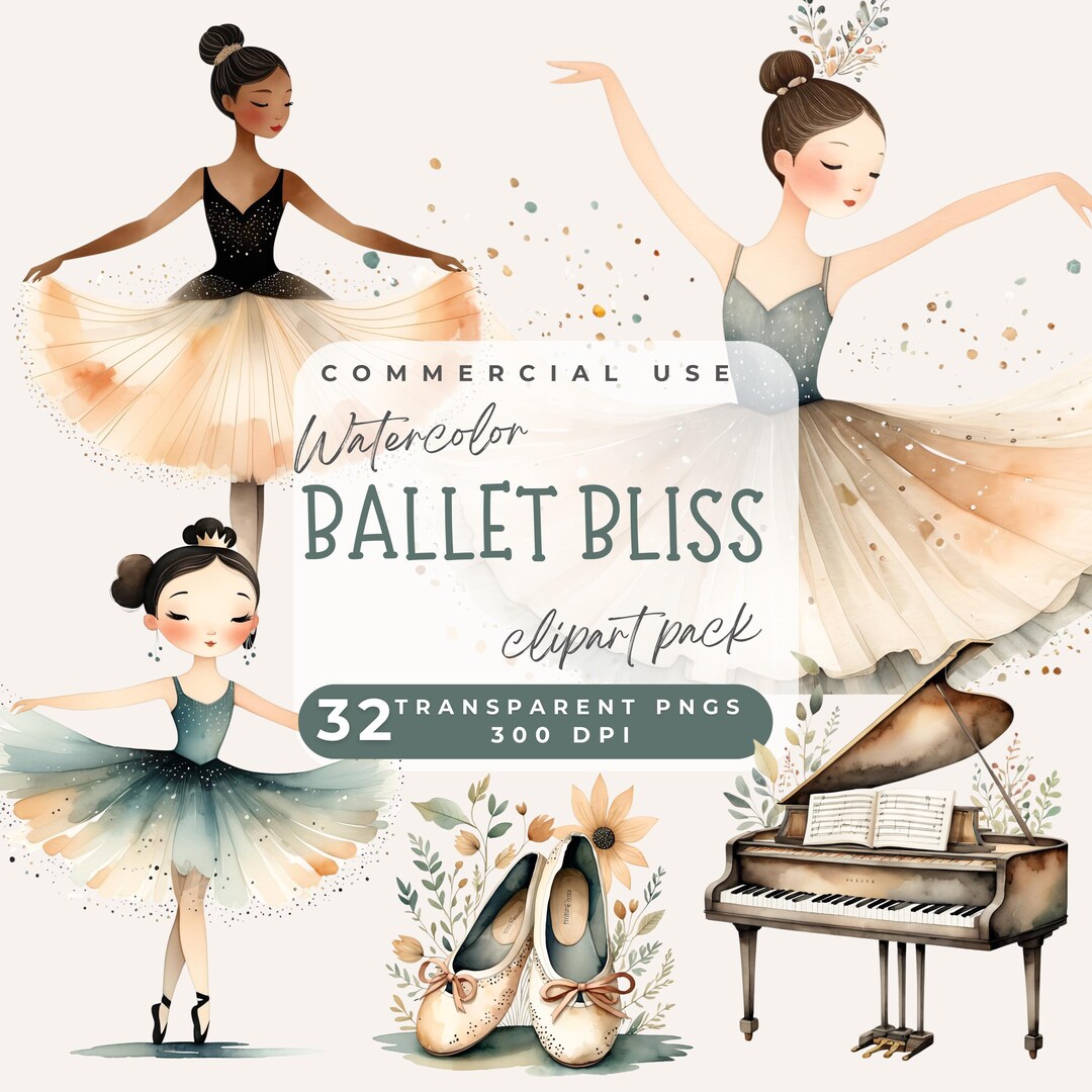 Ballerina Watercolor Clipart, Ballerina Girl Clipart, Cute Ballerina ...