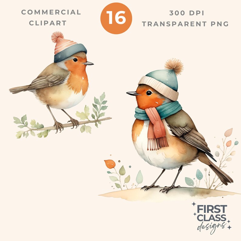 Jolly Robin Crew Clipart, Cute Robins Clip Art PNG, Cute Christmas ...