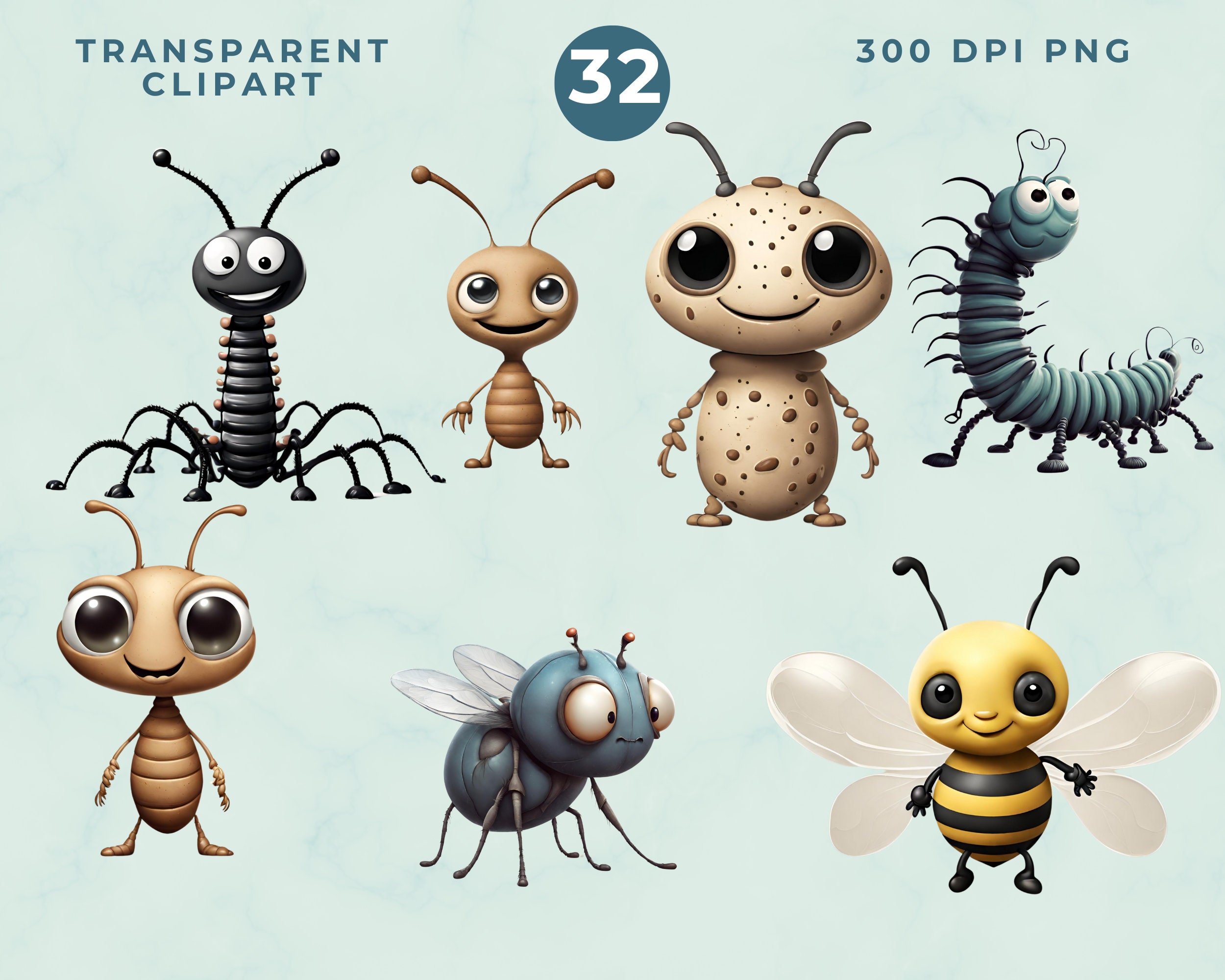 Bugs Clipart, Cute Bugs Clipart, Spring Bugs Clipart, Funny Insects ...