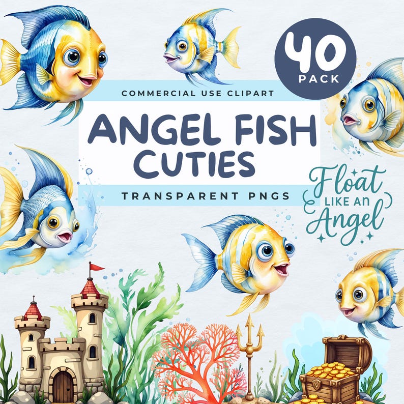 Angel Fish Clipart, Cute Aquarium Fish Clip Art, Watercolor Fish ...