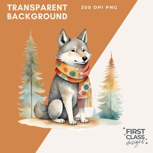 Cute Wolf Clipart, Whimsical Wolf Clipart, Watercolor Wolf Clip Art PNG ...