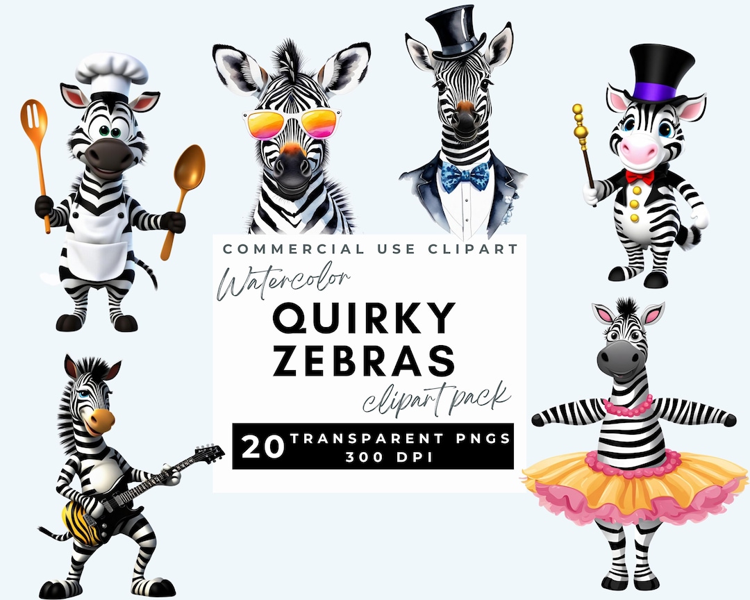 Quirky Zebra Clipart, Funny Zebra Clipart, Silly Safari Animals Nursery ...