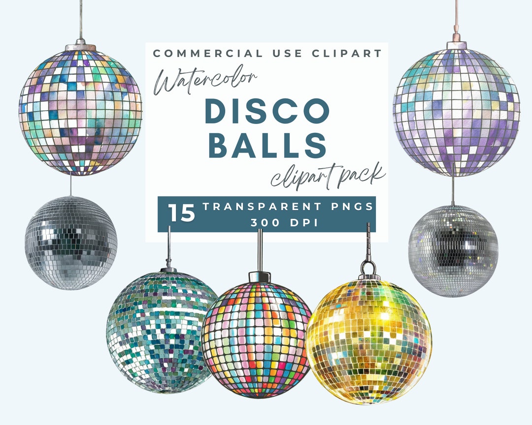 Watercolor Disco Ball Clipart, Disco Balls Clipart, Dance Party ...
