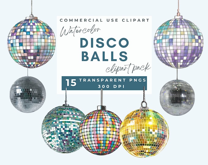 Disco Balls Clipart. Party Clipart. Diamond Disco Balls Gold, White ...