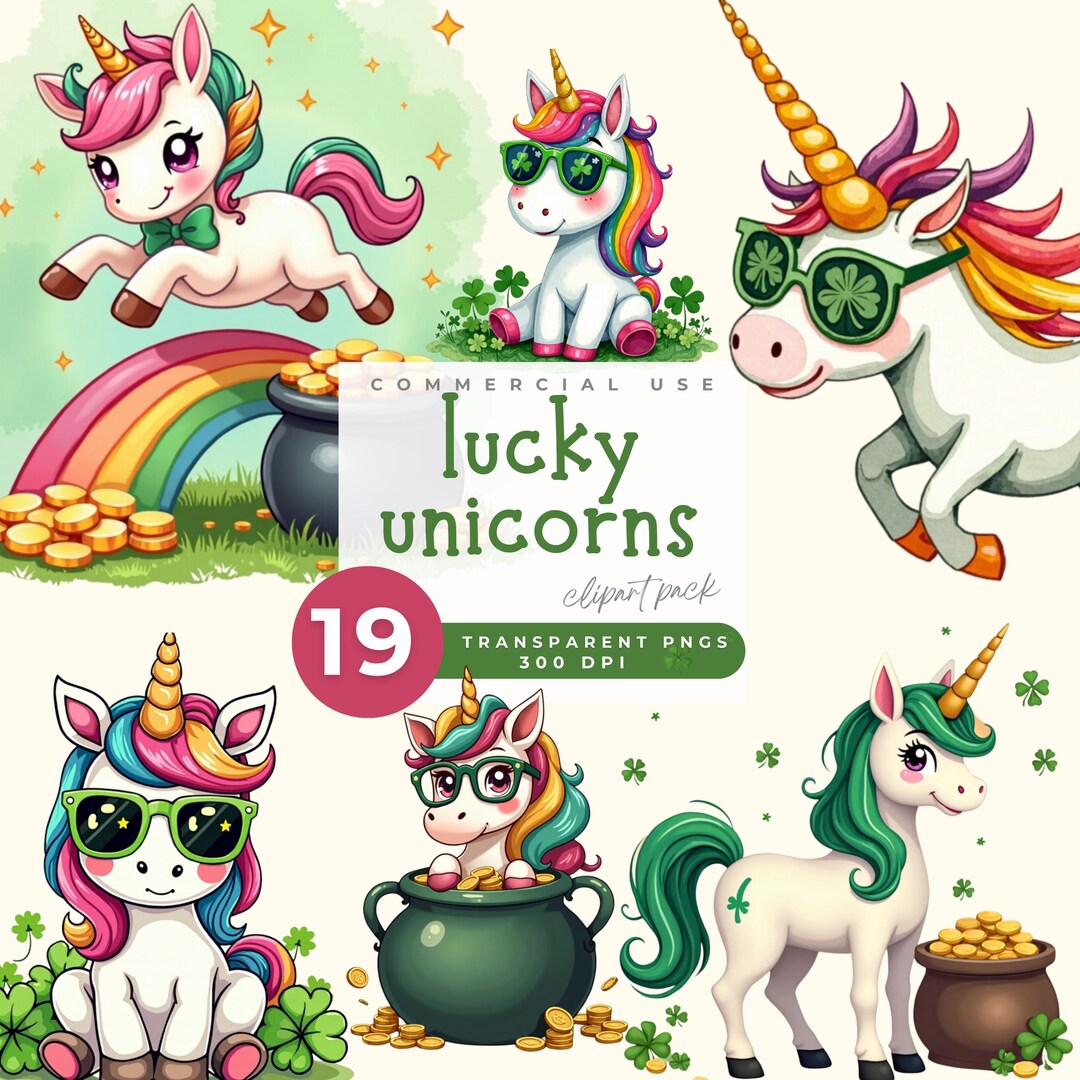 St Patrick's Day Watercolor Unicorn Clipart, Cute Unicorn Png, Baby ...