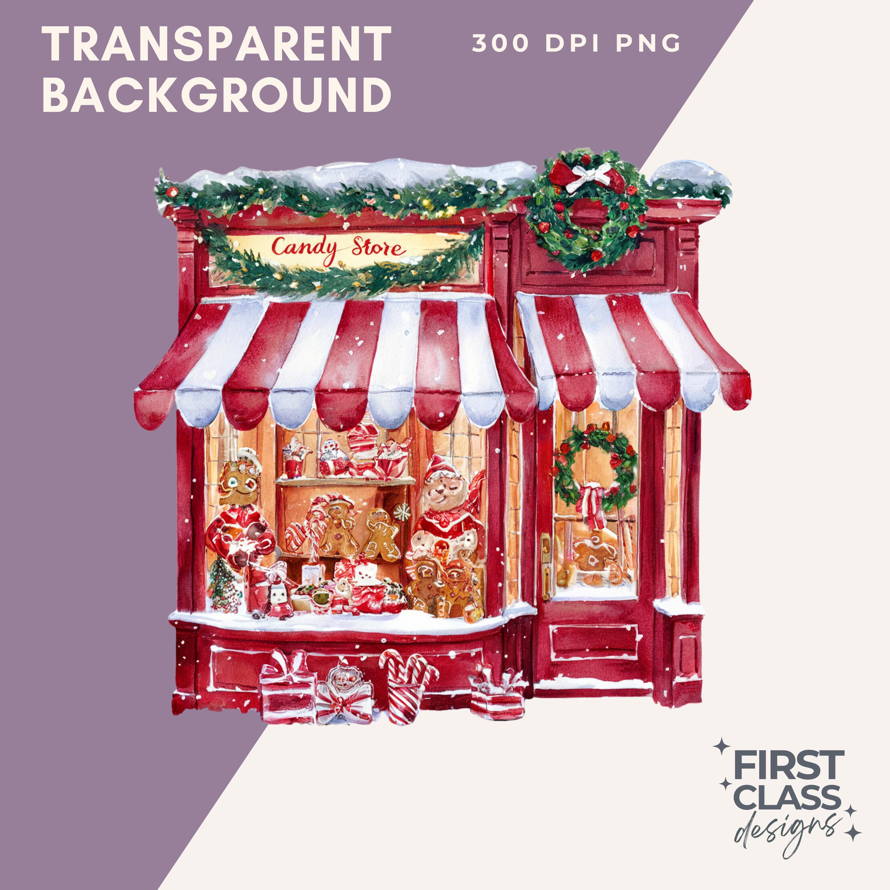 Christmas Candy Shop Clipart, Holiday Candy Store Clip Art, Christmas ...