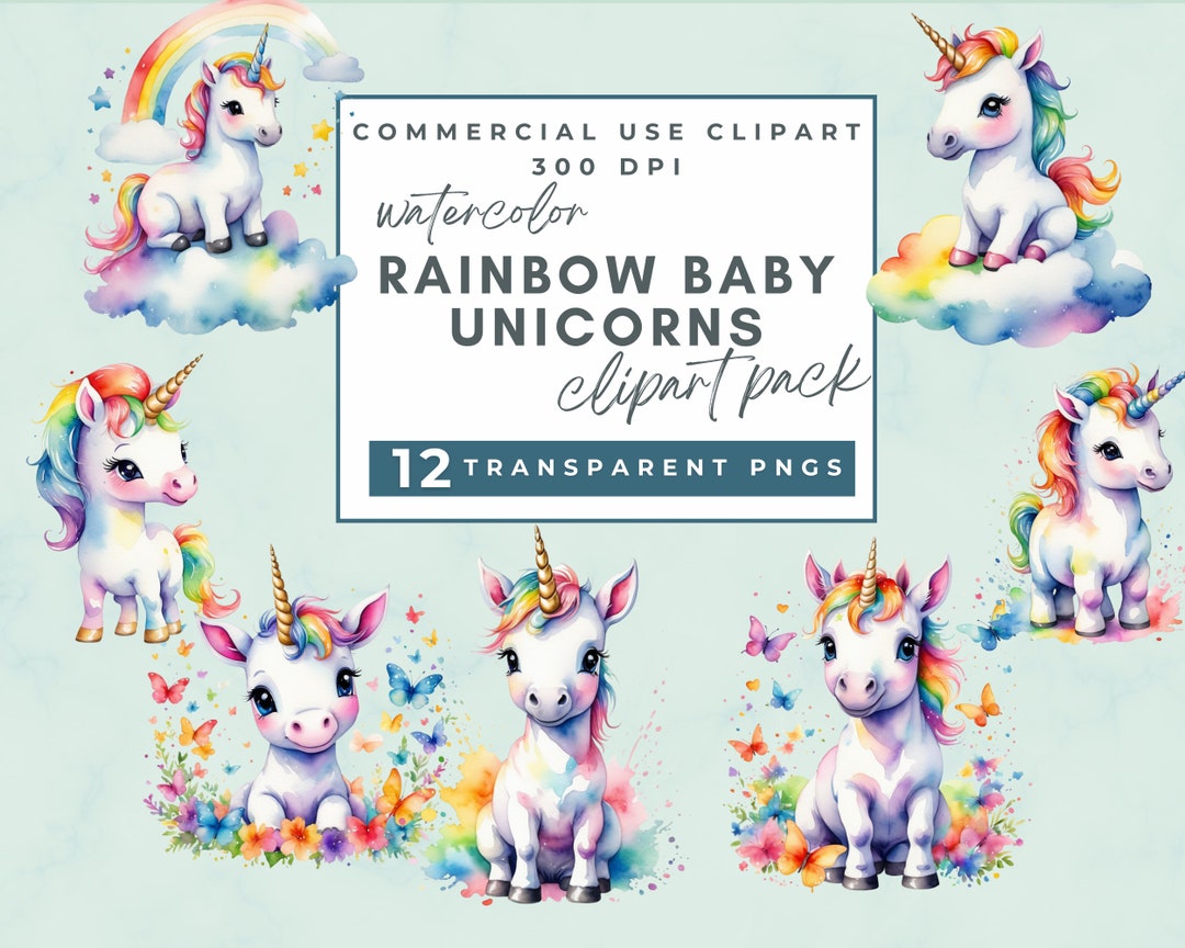 Baby Unicorn Watercolor Clipart Unicorn Сlipart Cute Unicorn PNG, Baby ...