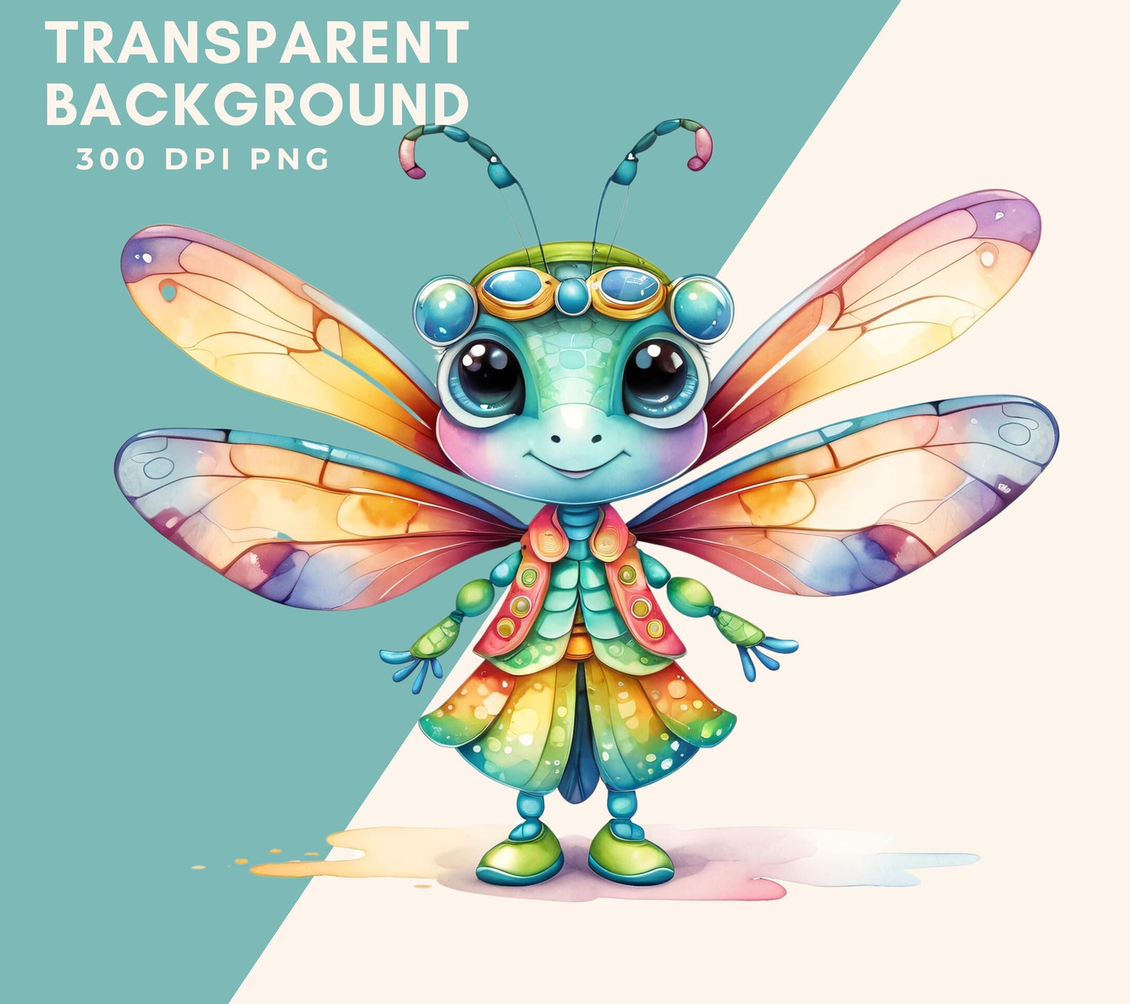 Cute Dragonfly Clipart, Whimsical Dragonflies Clipart Nursery Art Card ...