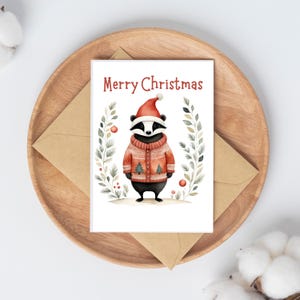 Christmas Badger Clipart, Cute Whimsical Christmas Badger Clip Art PNG ...