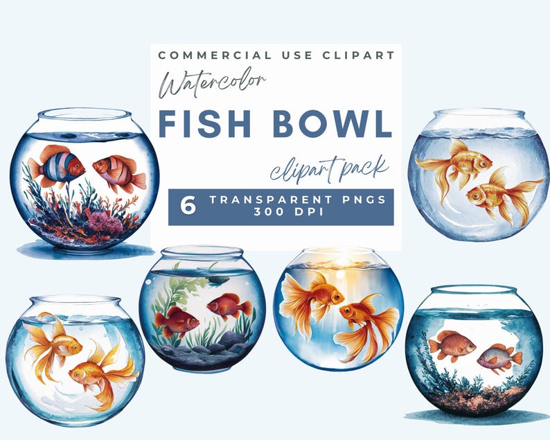 Fish Bowl Clipart, Fish in Bowl Clipart, Goldfish PNG Printable ...