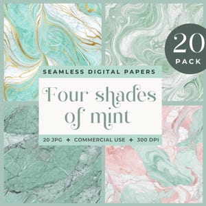 Mint Marble Digital Paper Pack, Blush Gold Dusty Raw Mint Textures ...