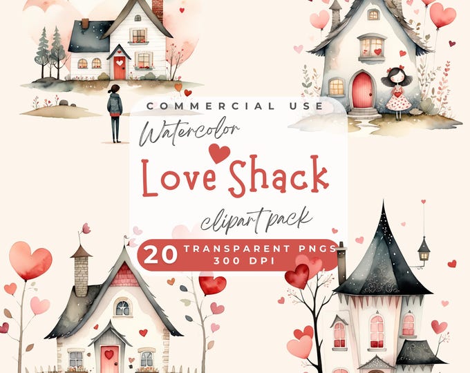 11 Whimsical Valentine House Clipart Valentine Homes Clip Art Cozy ...