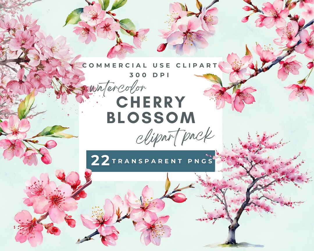Pink Cherry Blossom Clipart, Cherry Blossom Tree Clipart, Spring ...