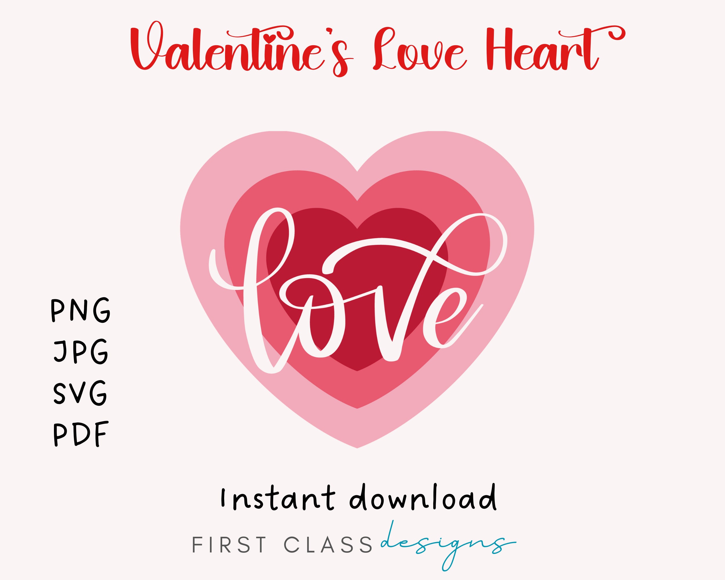 Pink Valentine's Love Hearts Png, Jpg, Svg, PDF, Love Clipart, Love Png ...