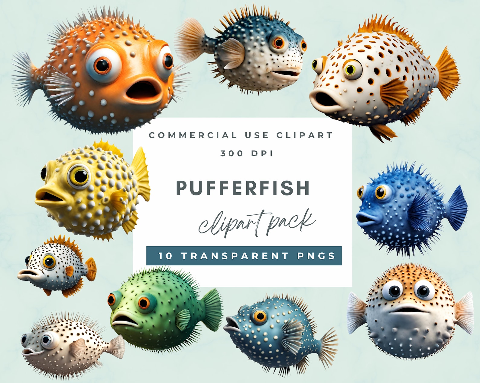 Cute Pufferfish Clipart Digital Crafts Designs Transparent Pufferfish ...