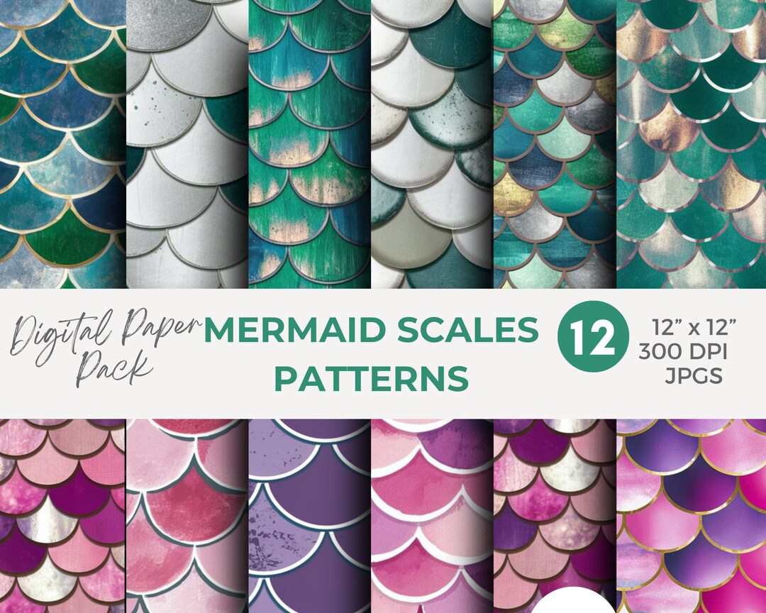 Mermaid Scale Digital Paper, Mermaid Tail Shimmer Textures, Scale ...