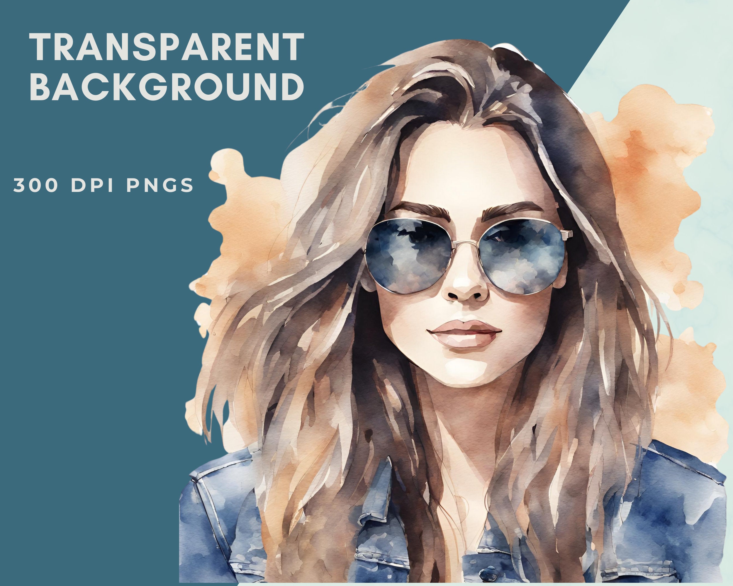 Denim Jacket Clipart, Denim Divas Clipart, Watercolor Denim Girl ...