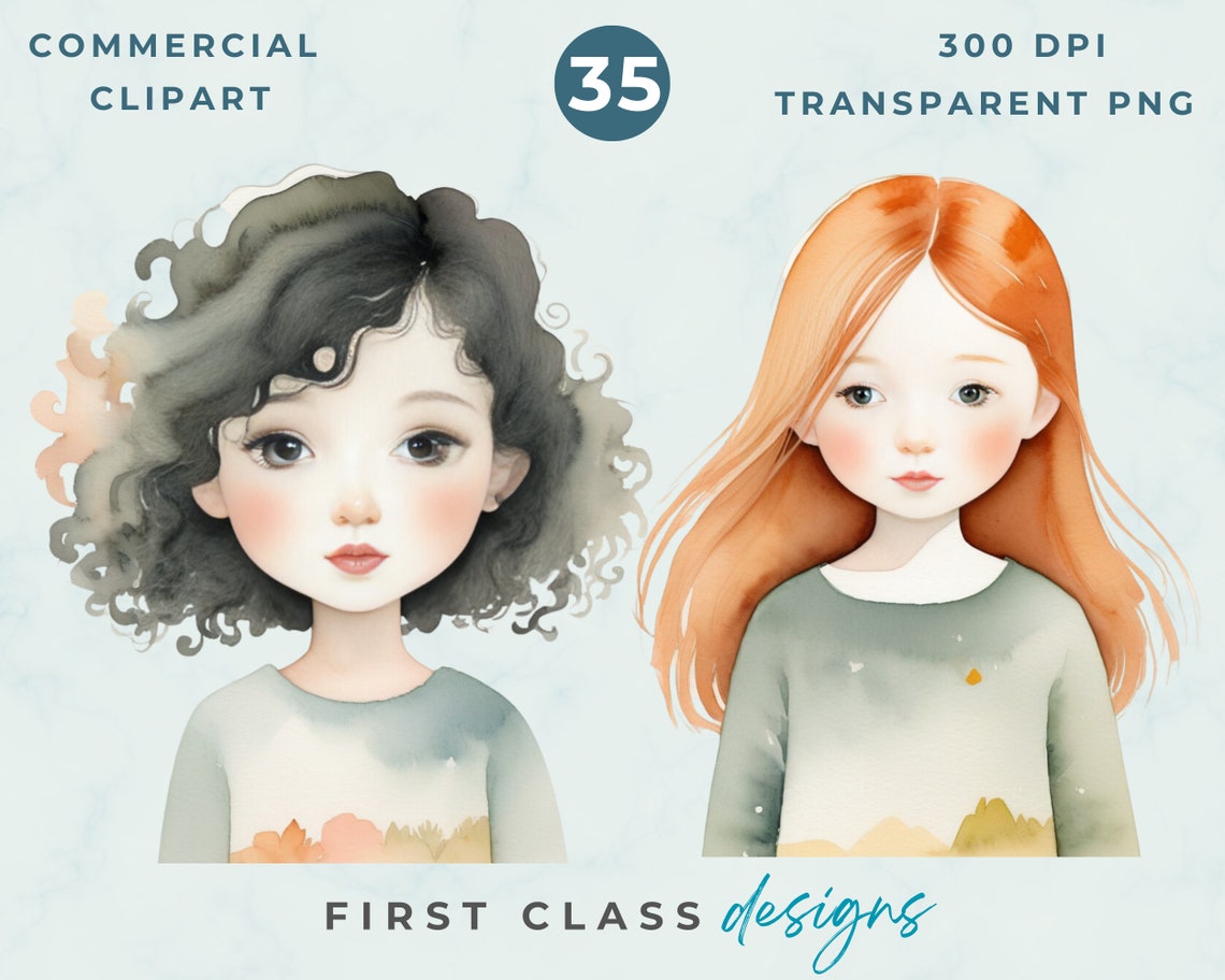 Whimsical Girls Clipart, Clipart Whimsical Girl, Quirky, Female, Whimsy ...