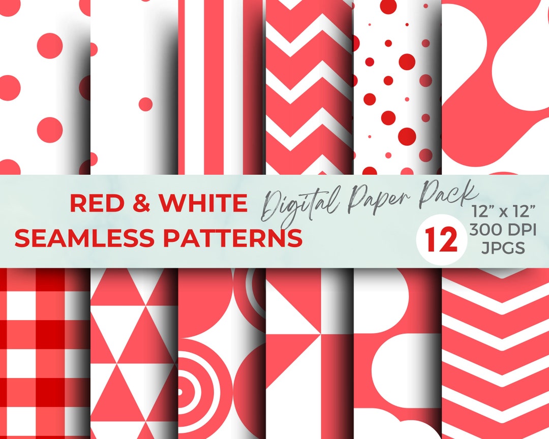 Red Digital Paper Pack Red and White Polka Dot Digital Paper Scrapbook ...