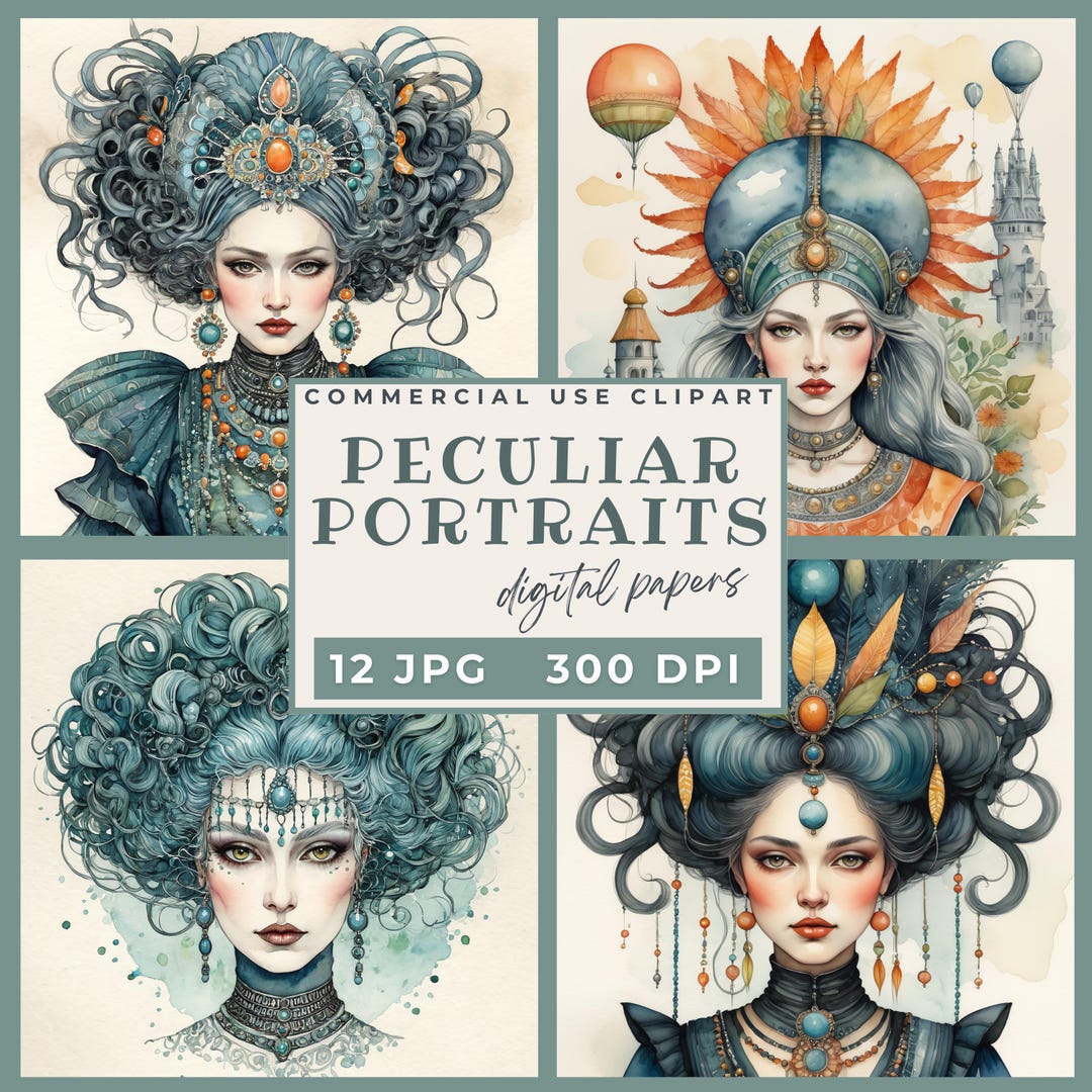 Peculiar People Clipart, Peculiar Quirky People Portraits Clipart Cards ...