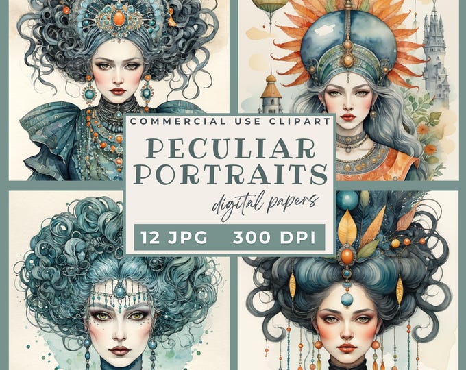 Set of 40 Peculiar Summer Fashion Woman Clipart PNG, for Cards, Junk ...
