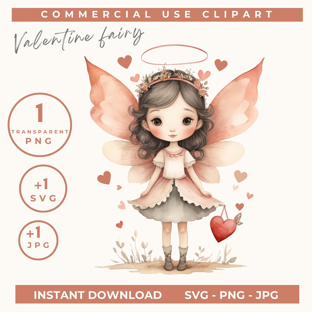 Valentine Fairy Clipart, Whimsical Valentine's Fairy Clip Art ...