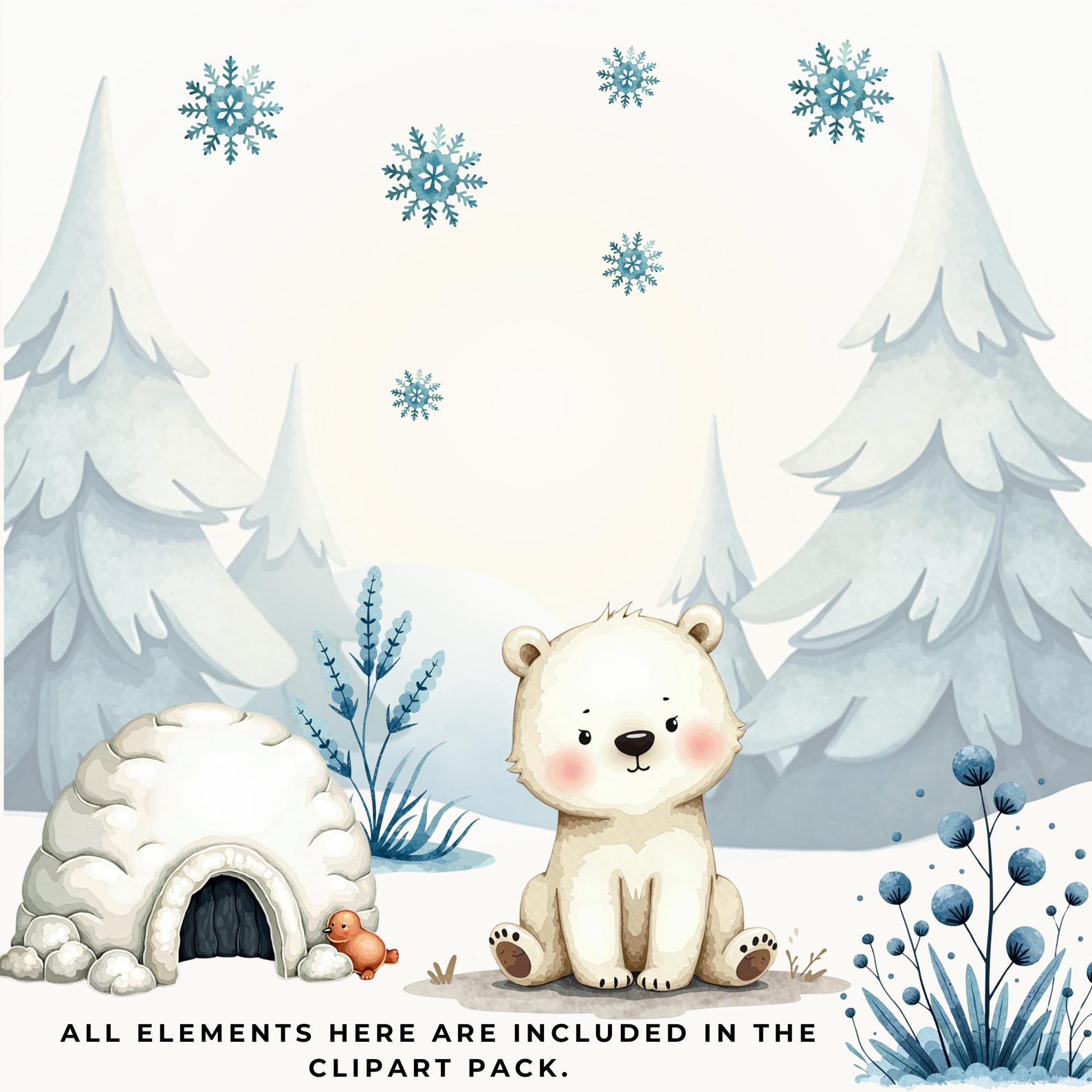 Watercolor Arctic Animals Clipart, Polar Animals Clipart, Cute Arctic ...