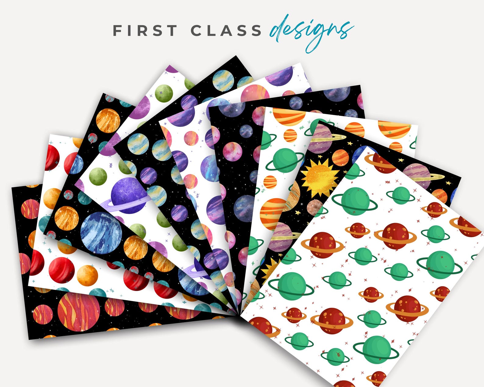 Planets Digital Papers, Seamless Space Digital Papers, Planets Clipart ...