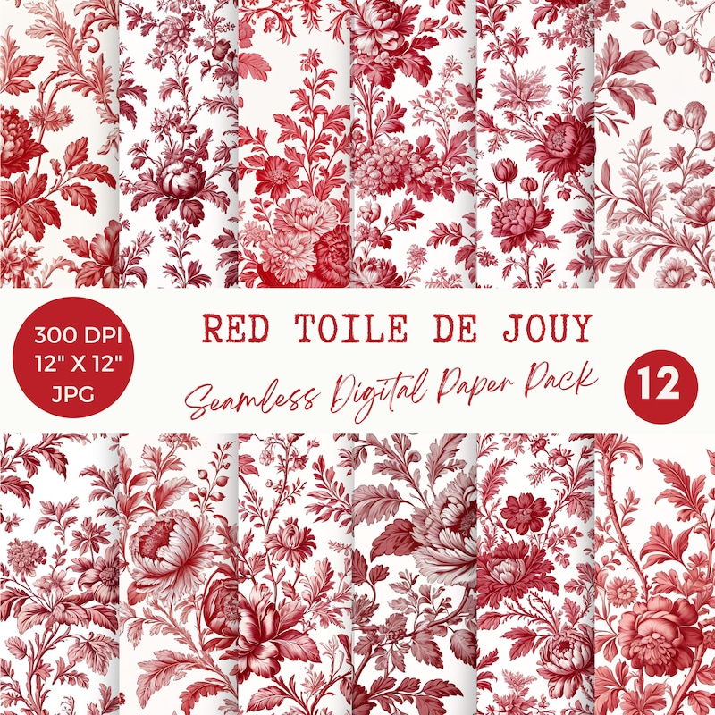 Chinoiserie Fabric in Red - Etsy