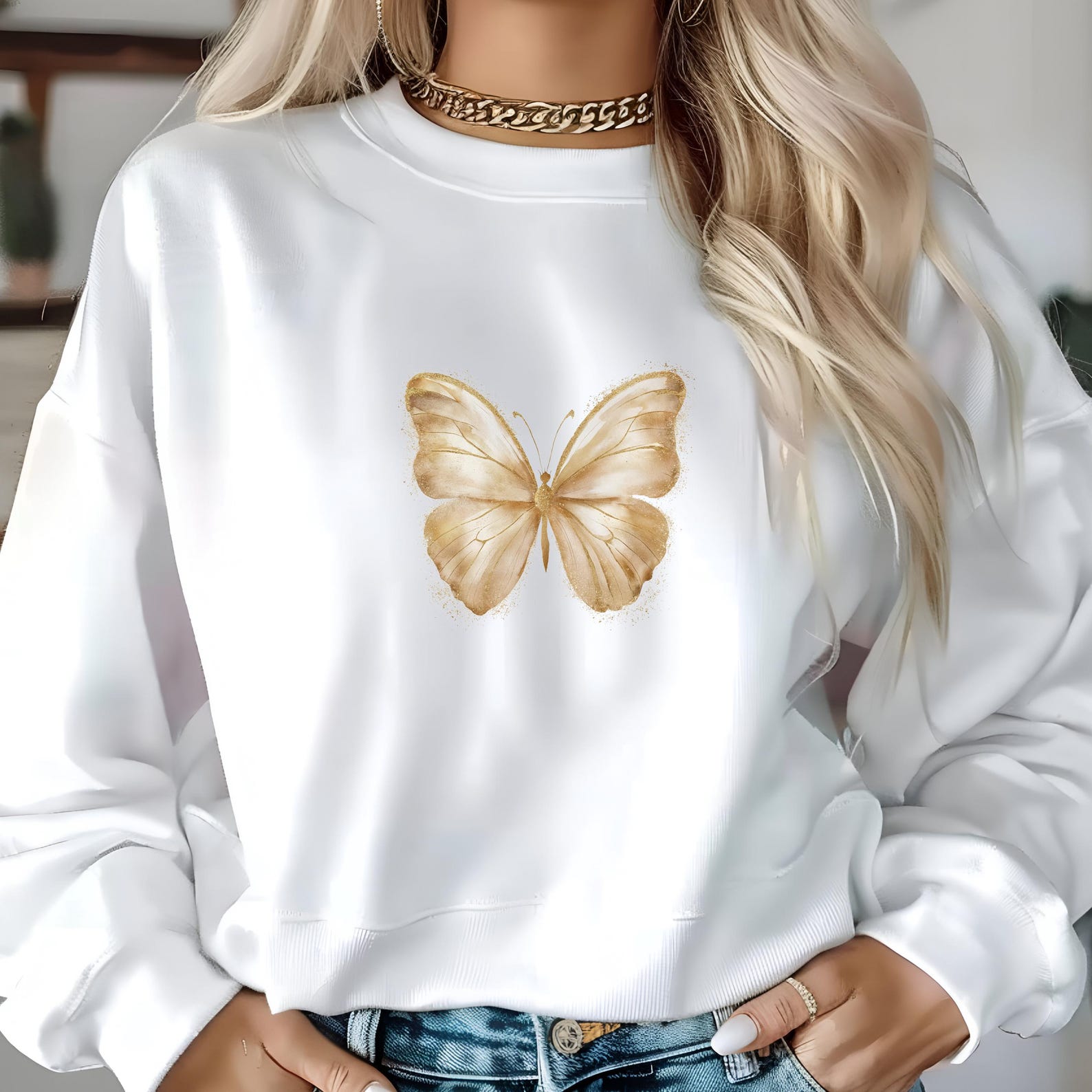 Gold Glitter Butterfly Clipart, Sparkly Butterflies PNG, Metallic ...