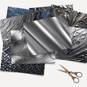 Metallic Seamless Digital Papers, Metallic Backgrounds, Silver Digital ...