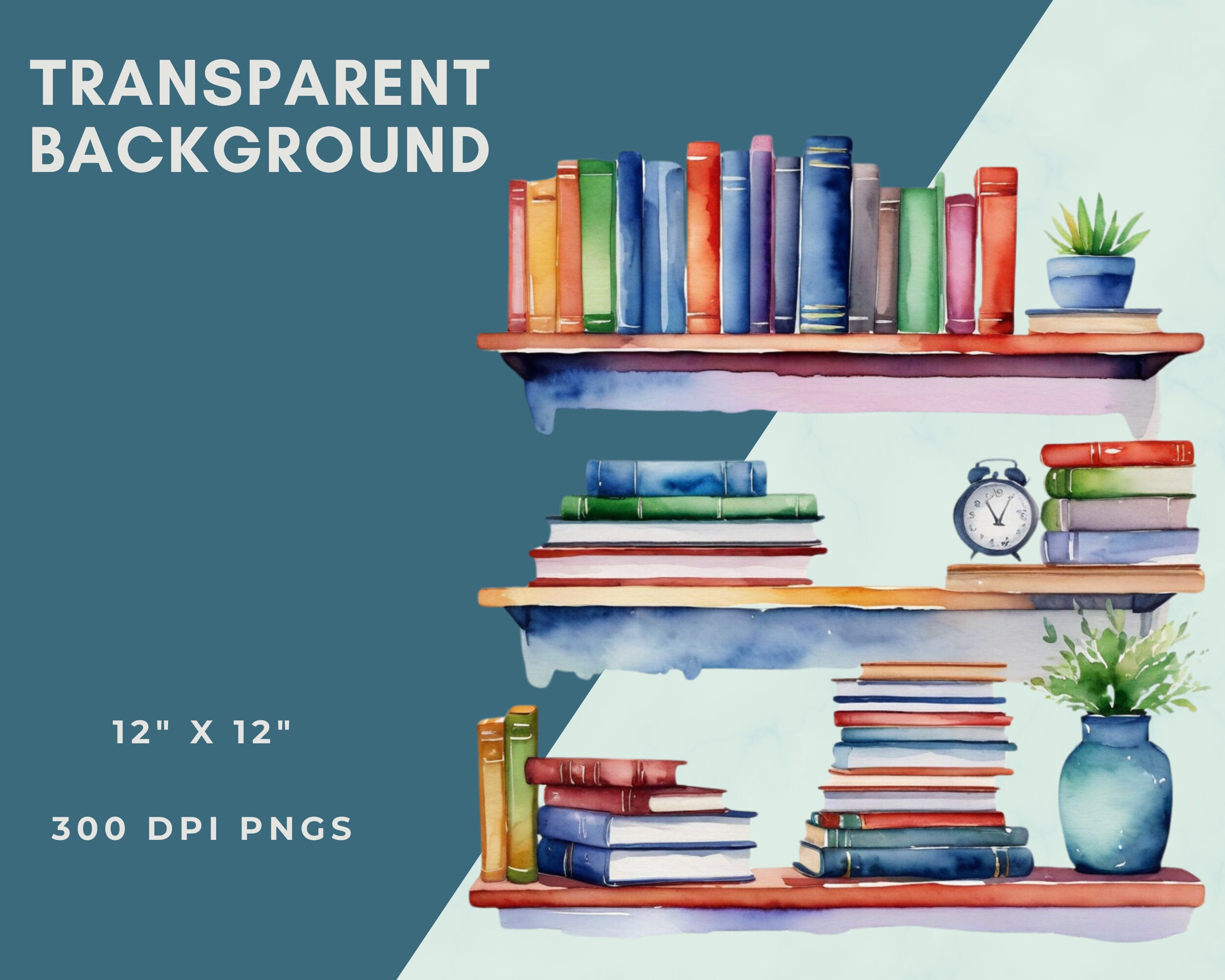 Watercolor Book Border Clipart, Printable Book Watercolor Clip Art ...