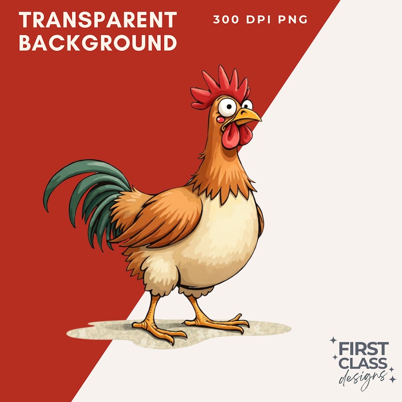 Cute Quirky Chicken Clipart, Funny Chicken Clip Art, Whimsical Crazy ...