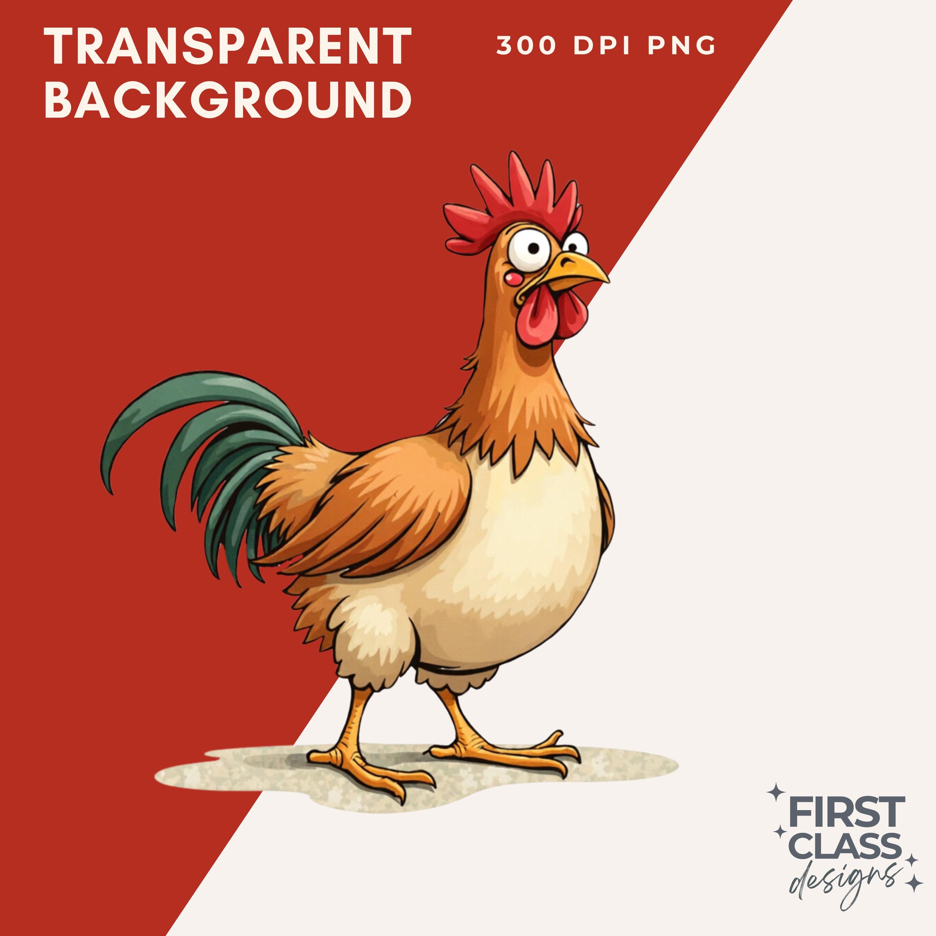 Cute Quirky Chicken Clipart, Funny Chicken Clip Art, Whimsical Crazy ...