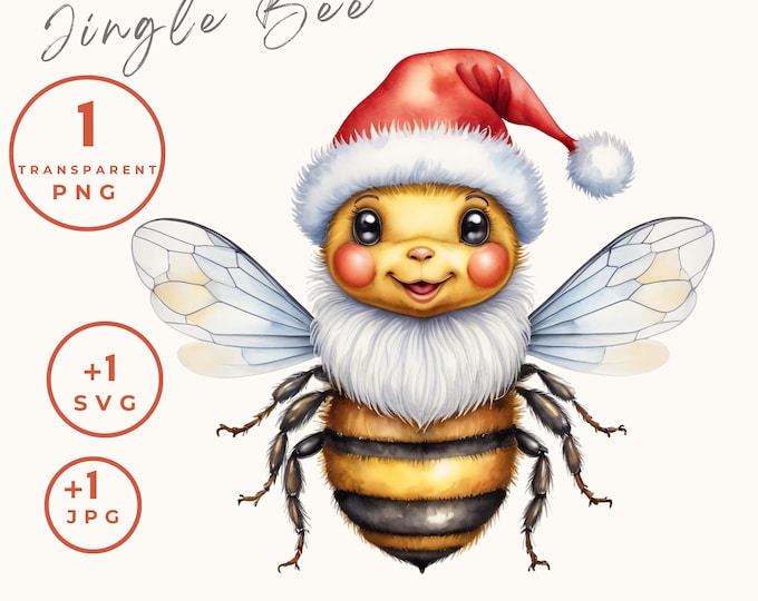 Christmas Bee Clipart, Watercolor Cute Holiday Bees, Nursery Decor ...