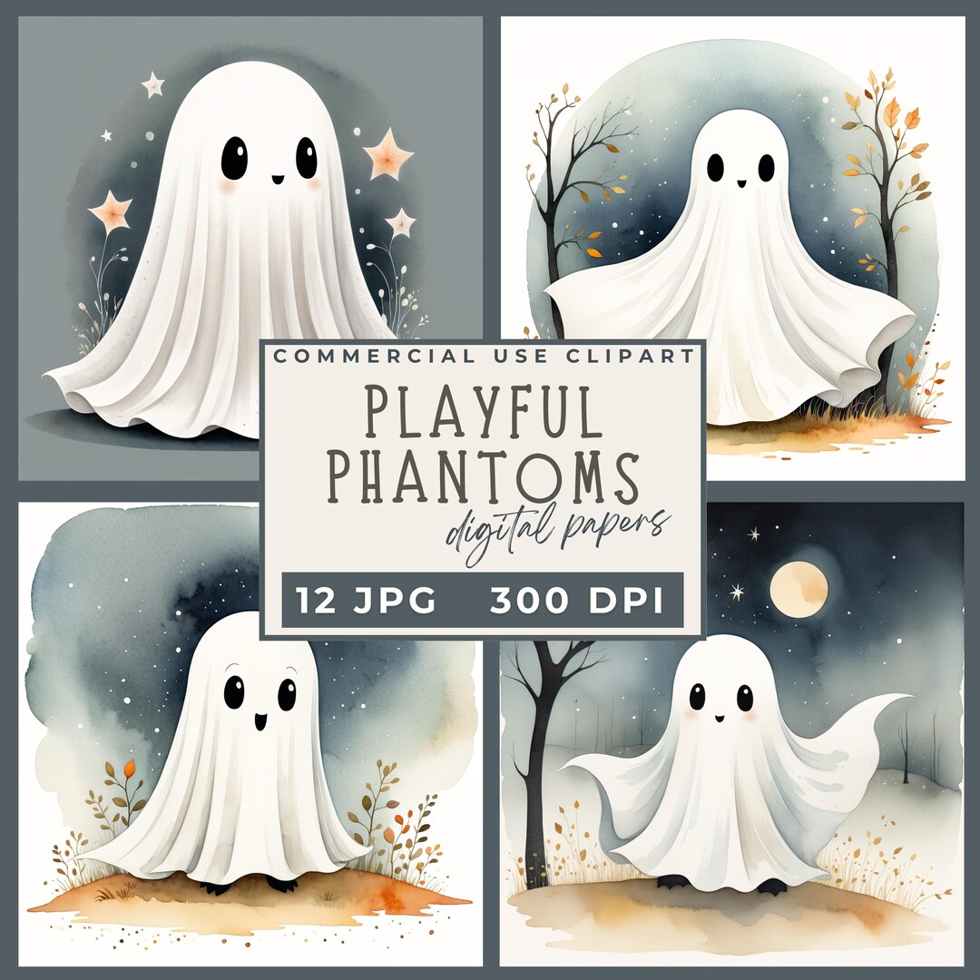 Cute Ghost Halloween Digital Paper, Spooky Season Halloween Ghost JPG ...