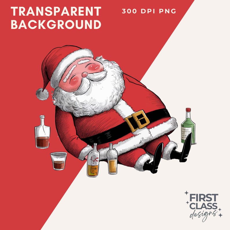 Drunk Santa Claus PNG, Funny Santa Claus Clipart, Christmas Sublimation ...