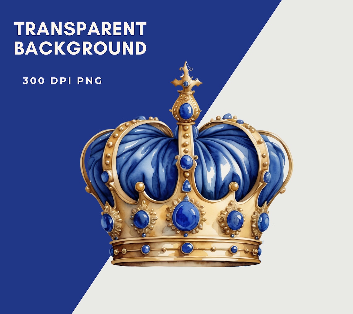 Royal Blue and Gold Crown Clipart, Elegant and Luxury Royal Designs ...