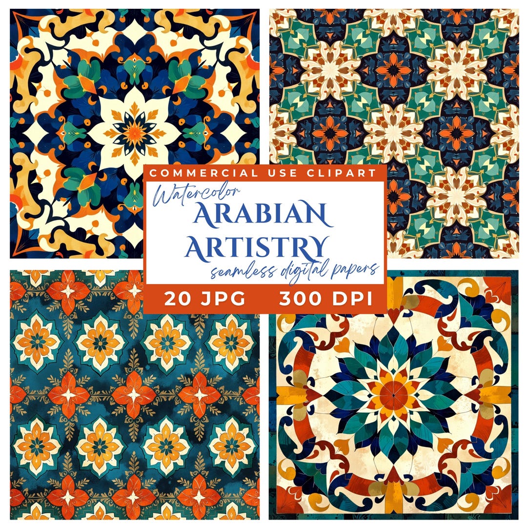 Arabian Nights Digital Paper Seamless Patterns, Islamic Geometric ...
