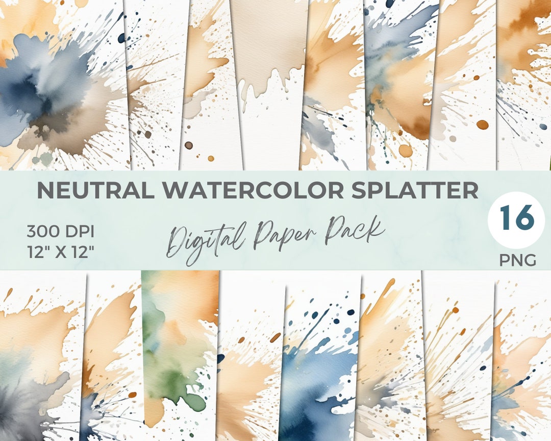 Neutral Watercolor Splatter Clipart, Abstract Background, Splashes ...