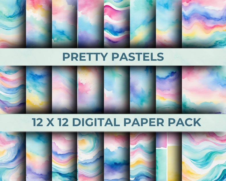 Pretty Pastel Texture Pack, Pastel Watercolor Background, Pastel ...