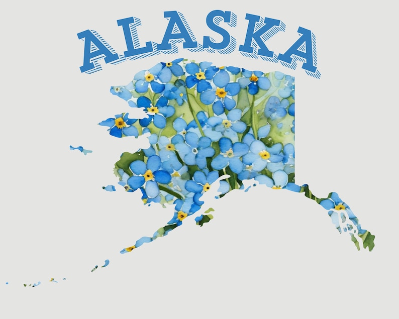 Alaska Svg, State Svg, Alaska Clipart, State Flower, Alaska Outline ...