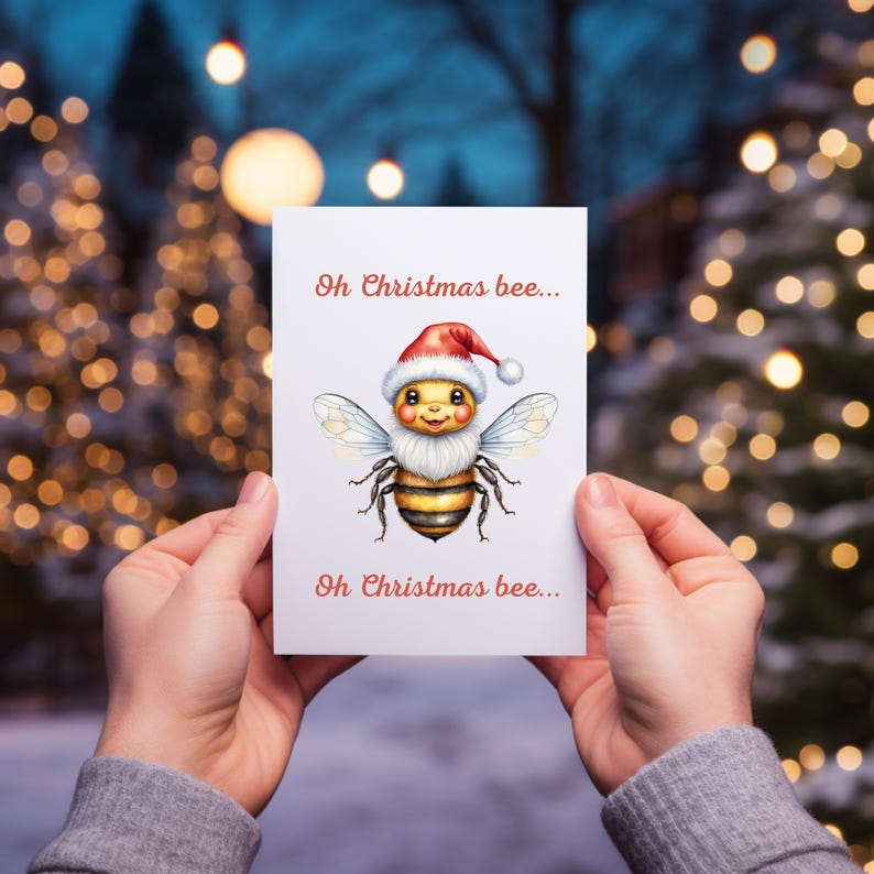 Christmas Bee Clipart, Watercolor Christmas Santa Bee Clipart ...